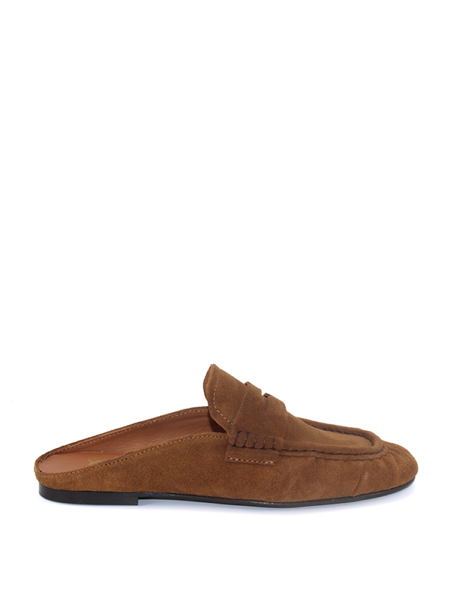 Mule Miki mujer en piel ante color cuero – Castellano®